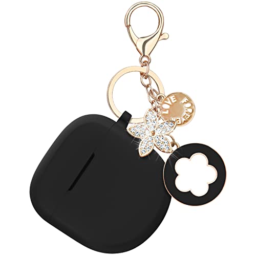 Bose Case for QuietComfort Earbuds II 2022, VISOOM Cute Bose QuietComfort Earbuds II Case Cover Women, Protective Silicone Bose Earbuds 2 Case Cover with Bling Keychain for Girls (Black)