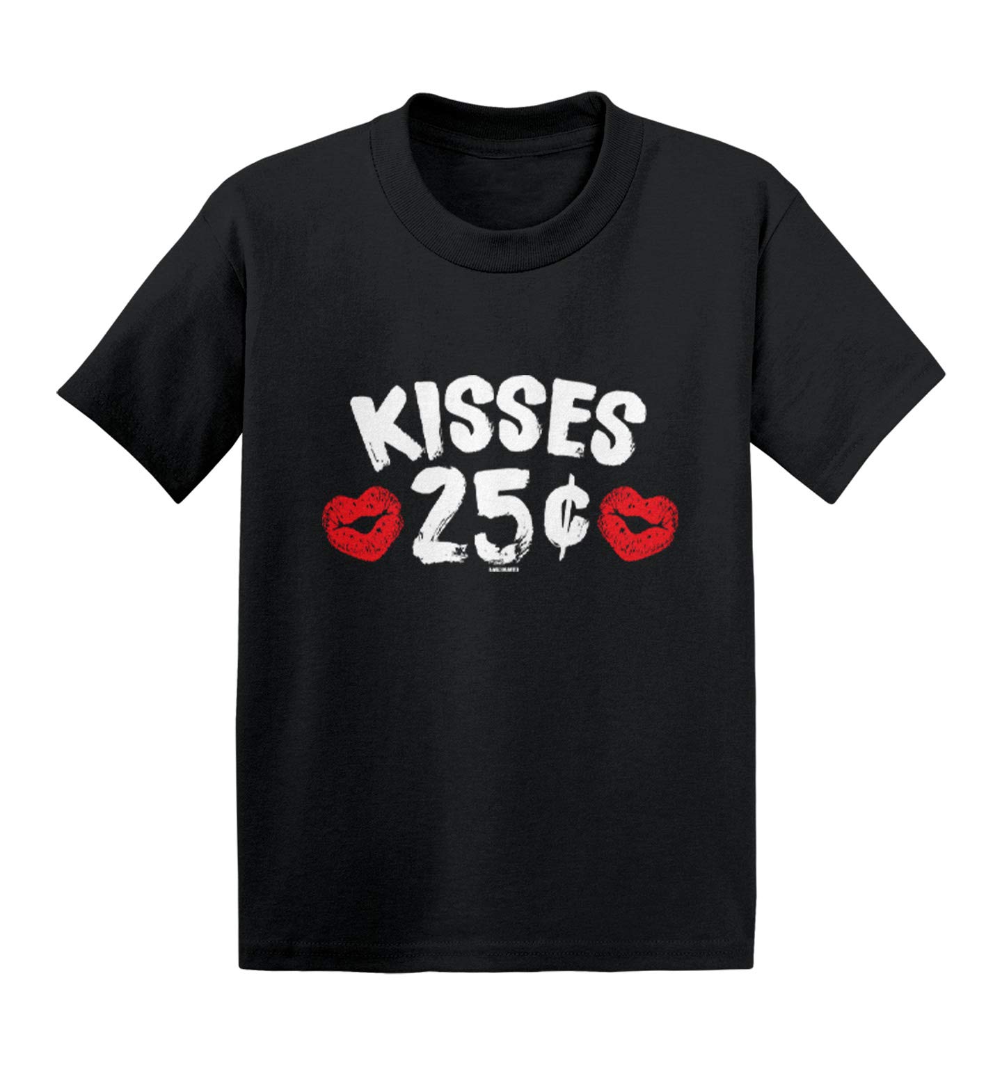 Kisses 25¢ - Cents Hearts Love Cute Infant/Toddler Cotton Jersey T-Shirt (Black, 12 Months)