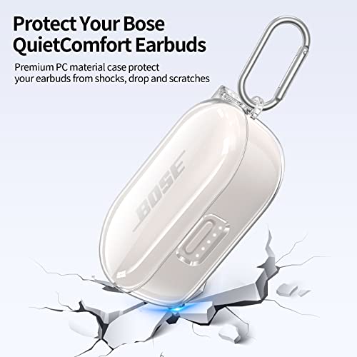 Bose QuietComfort Earbuds Case Cover, Filoto Hard Protective Case for Bose QuietComfort Noise Cancelling Earbuds with Carabiner Keychain Accessories for Men Women (Clear)