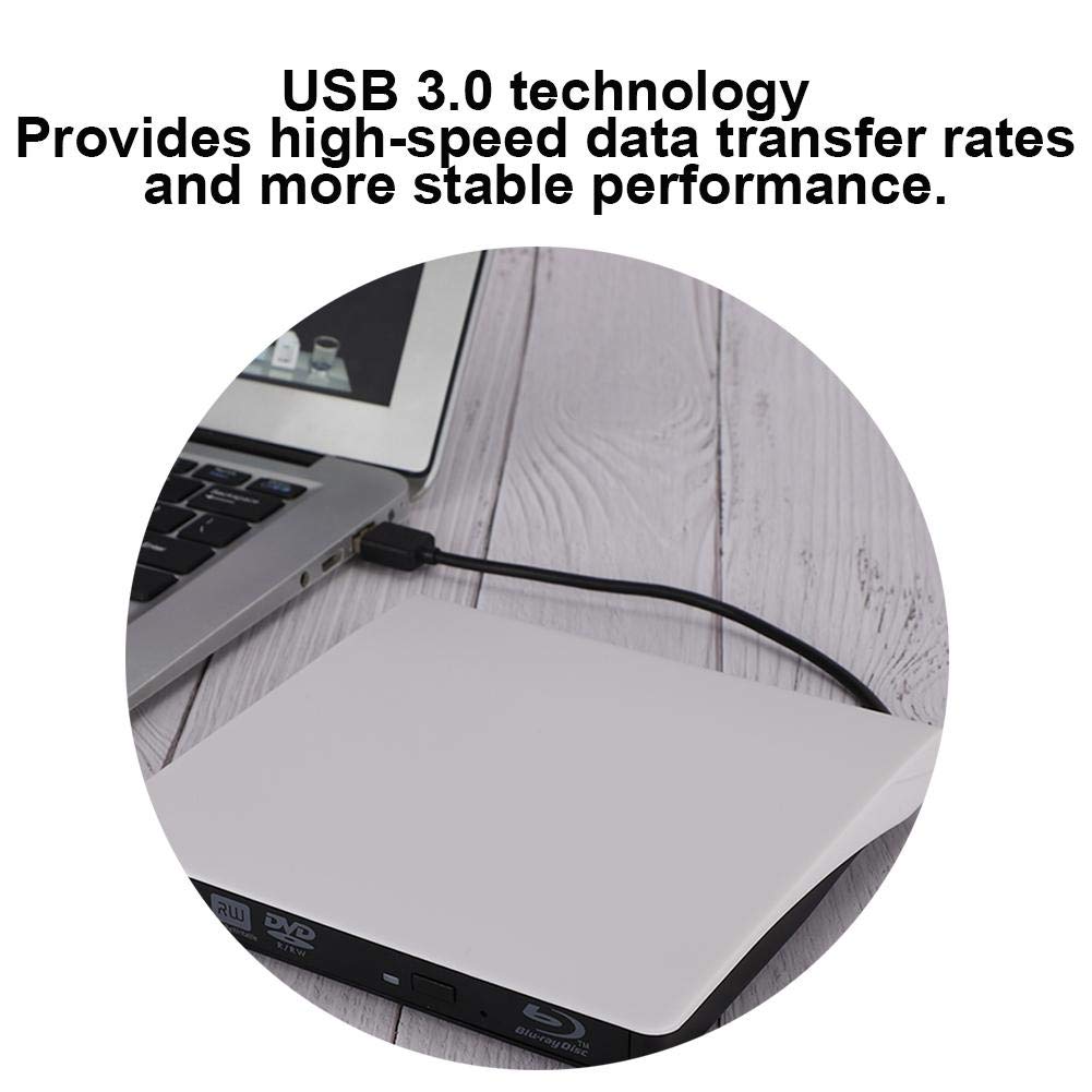 9.5mm Protable USB3.0 SATA External Convenient Optical Drive Housing, 5Gbps Ultrathing External Drive Box for Enhance Functionality of Laptop, Better Hard Drive Optical Disk Drive Adapter(White)