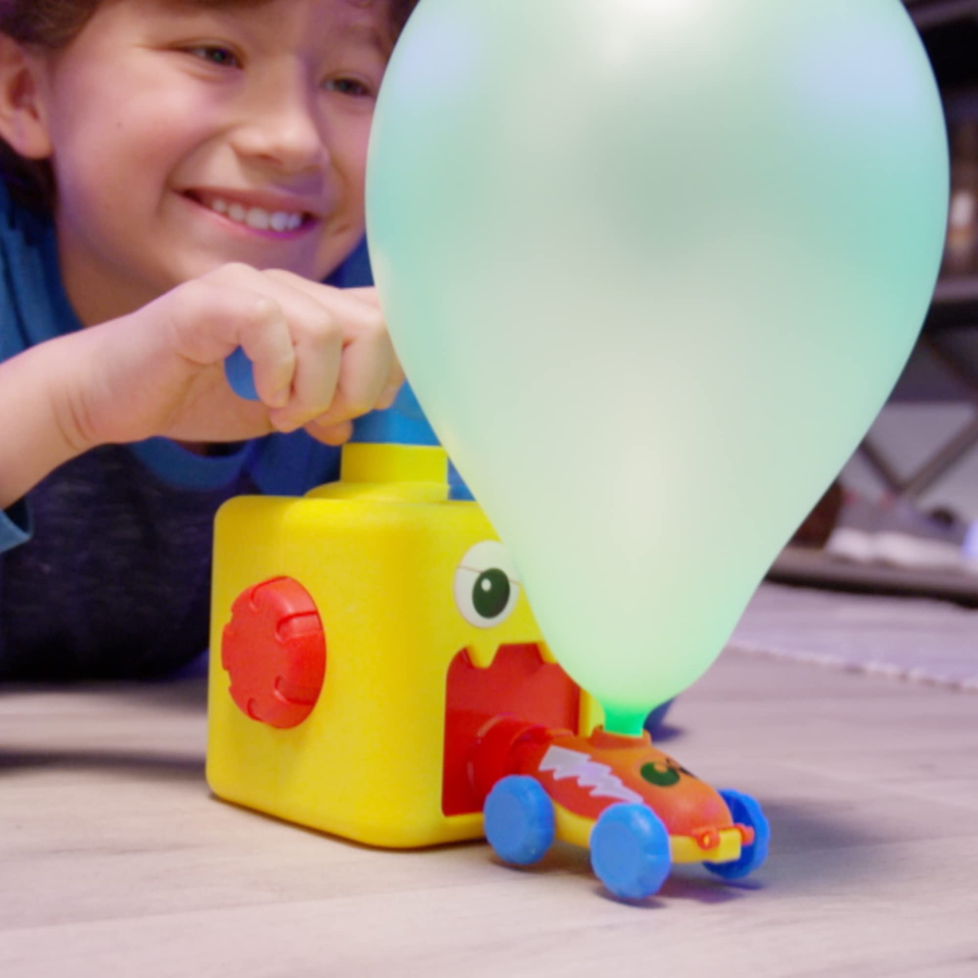 Ontel Balloon Zoom - Balloon-Powered Race Car and Rocket Launcher Toy Set, Ages 3+, Racer Car Box Set