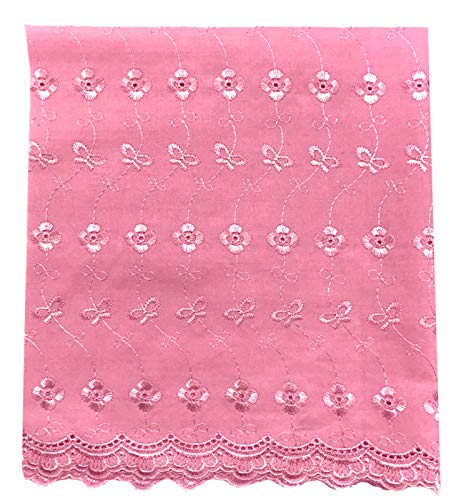 AMORNPHAN Set of Daisy Floral Flower Embroidered Eyelet Lace 100% Cotton Quilting Fabric for Patchwork Needlework DIY Handmade Sewing Crafting Decor Face mask Precut 18x22 Inches (Set of 7 Pieces)