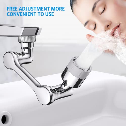 AMIR Universal Rotating Faucet Extender, 1080° Large-Angle Rotating Multifunctional Extension Faucet, Robotic Arm Water Nozzle Faucet Adaptor, Splash Filter Faucet for Bathroom Sink