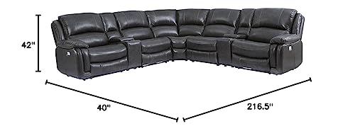 Steve Silver Denver 7 Piece Charcoal Leather Power Reclining Sectional