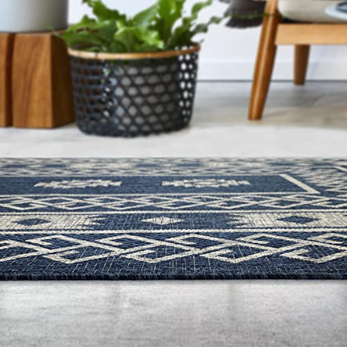 Antep Rugs Patio 8x10 Outdoor/Indoor Southwest Aztec Native Area Rug (Blue, 7'10" x 10')