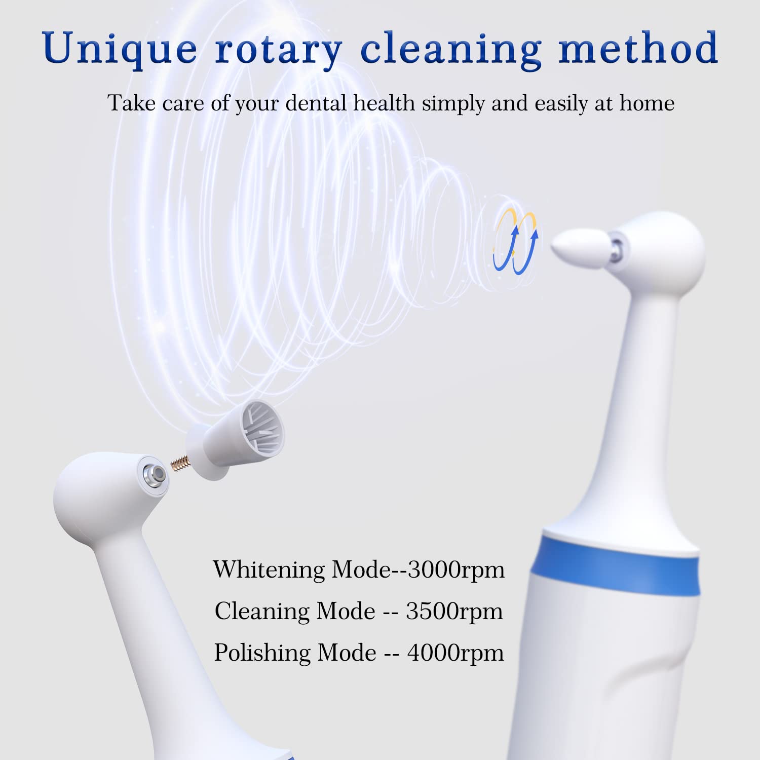 Akizbeir Electric Tooth Polisher, with 10 Replacement Heads, Household Dental Tartar Calculus Remover(White-Blue)