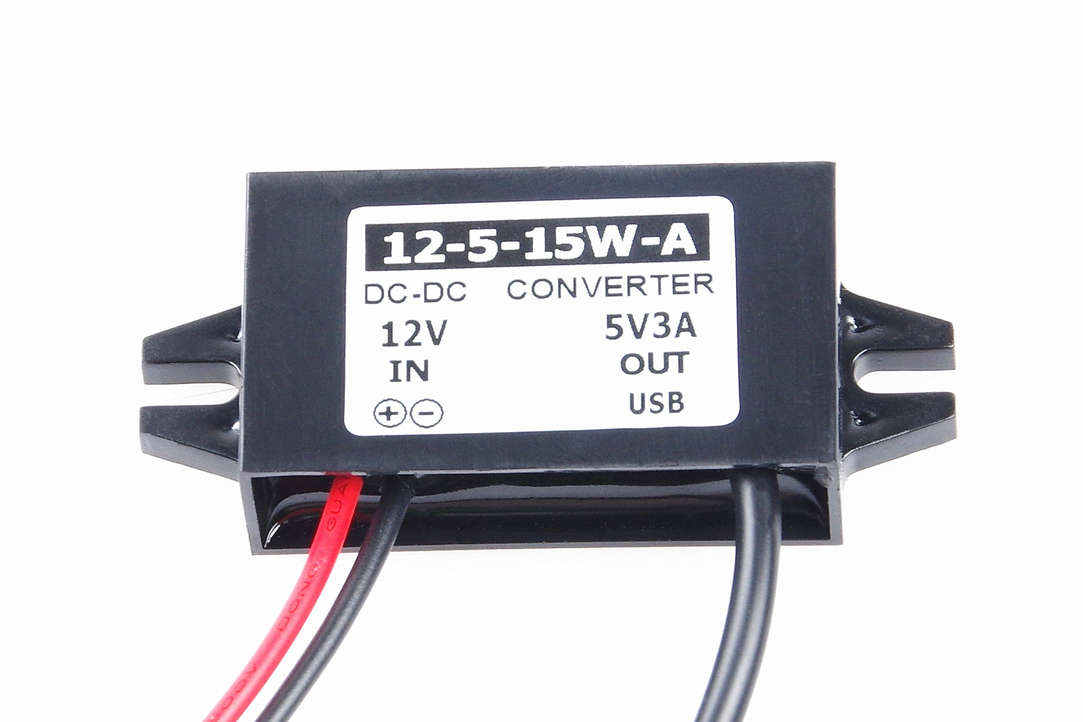 KNACRO DC-DC 12V to 5V 3A Step-Down Power Supply Module Car Power Converter Module A Type USB Female Output Port Over-Temperature Over-Current Short Circuit Protection
