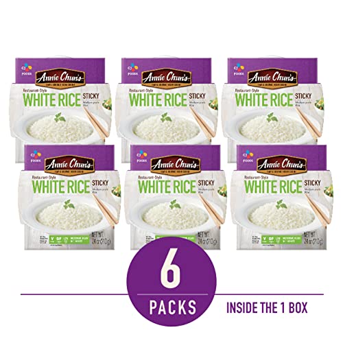 Annie Chun's - Cooked White Sticky Rice: Instant, Microwaveable, Gluten Free, Vegan, Low Fat and Delicious, 7.4 Oz (Pack of 6)