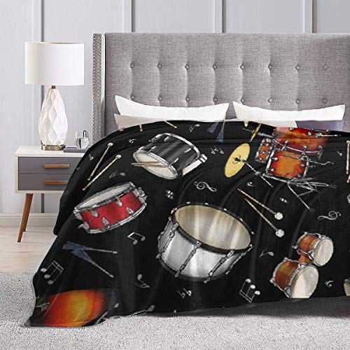 Percussion Black Drum Throw Blanket Ultra Soft Thick Bed Blanket Soft Coral Flannel Blanket Micro Fleece Blanket for Sofa Couch Bed Chair Office Sofa Soft Blanket Home Bed Blankets 50"x 40"