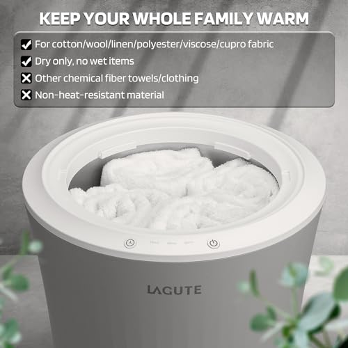 Lagute iSnug Towel Warmer for Bathroom, with 3-Level Timer, Warning Alarm RGB Light, Auto Shut-Off, 5.3 Gal Heating Bucket for Bathrobe, Blanket, Gray