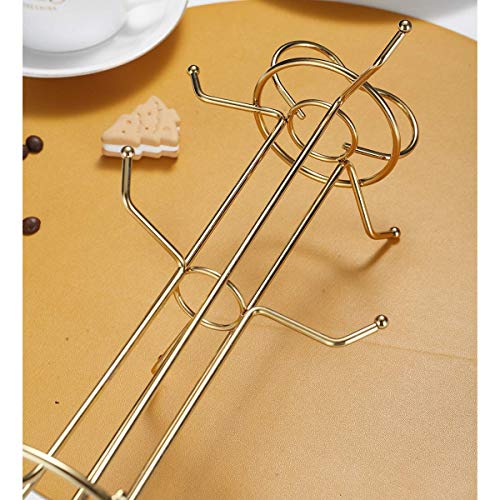 Berglander Gold Coffee Mug Holder, Stainless Steel Coffee Cup Holder Stand Easy to Hang and Take Avoid Crowded Collision Design, Beautiful Decoration Mug Rack Tree Mug Hooks Easy to Clean