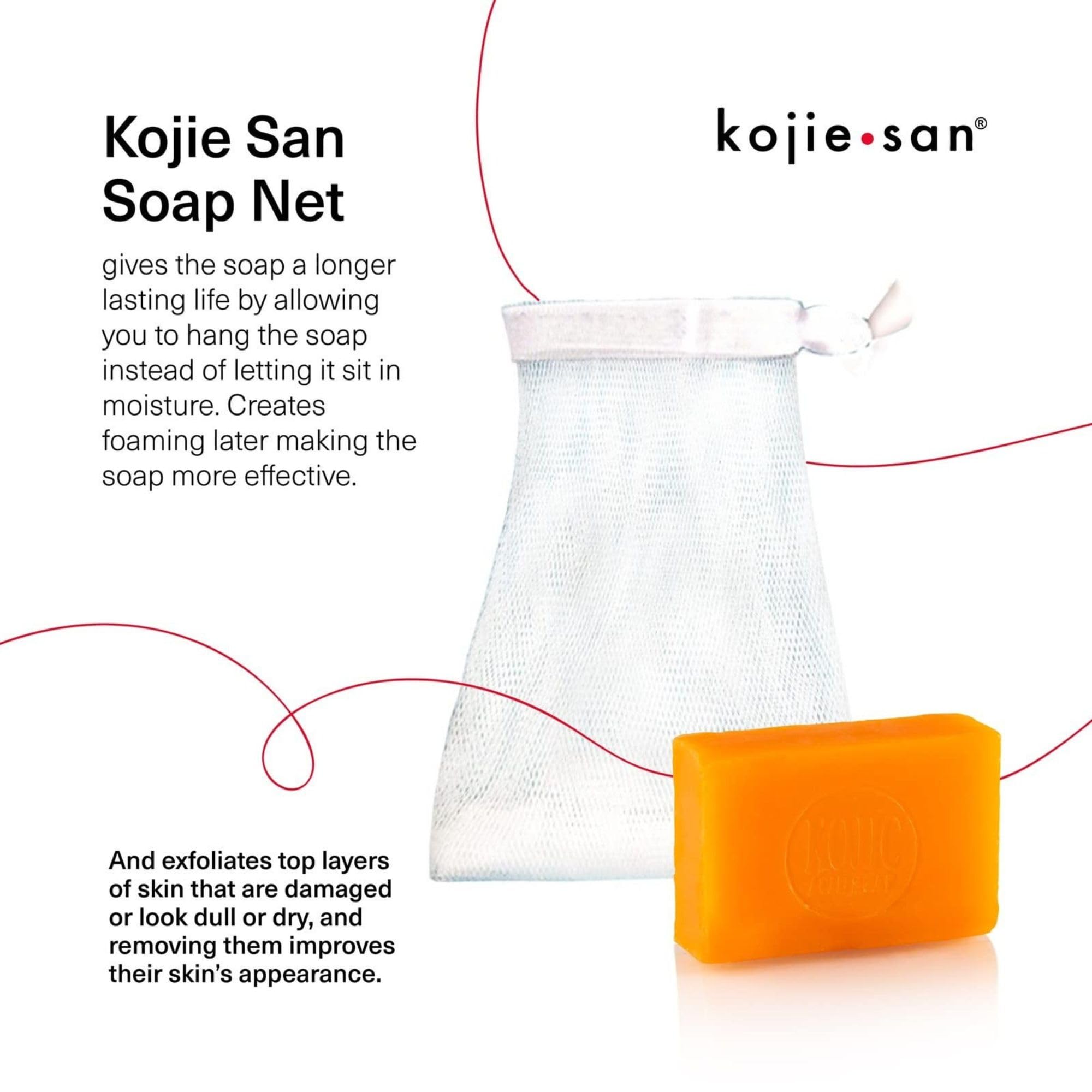 Kojie San Skin Brightening Soap - Original Kojic Acid Soap that Reduces Dark Spots, Hyperpigmentation, & Scars with Exfoliating Soap Net Included β 135g x 6 Bars
