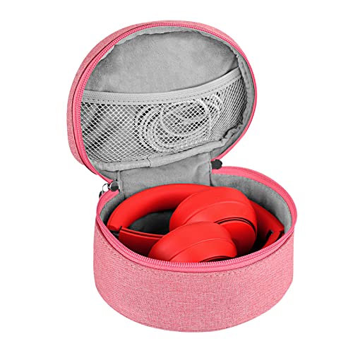 Geekria NOVA Headphone Pouch Compatible with Beats Studio Pro, Solo Pro, Studio, Studio 3, Solo 3 Case, Replacement Protective Travel Carrying Bag with Cable Storage (Pink)