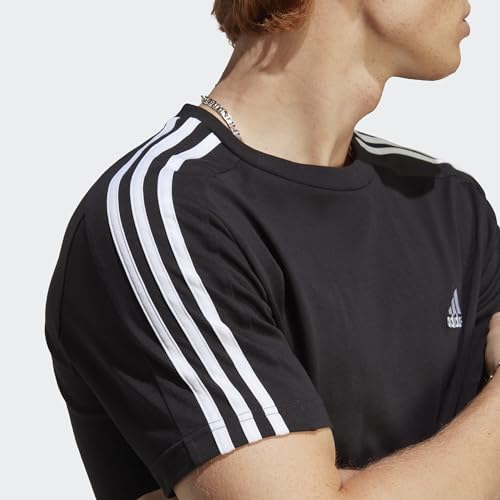 adidas Men's Essentials Single Jersey 3-Stripes T-Shirt, Black/White, 3X-Large
