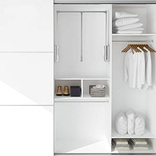 uyoyous Pull Down Closet Rod Aluminum Adjustable 35-46.7 Inch Heavy Duty Closet Pull Down Rods Hanger for Hanging Clothes Wardrobe Lift Rail Organizer Storage System Side Mounted Expanding Tubing