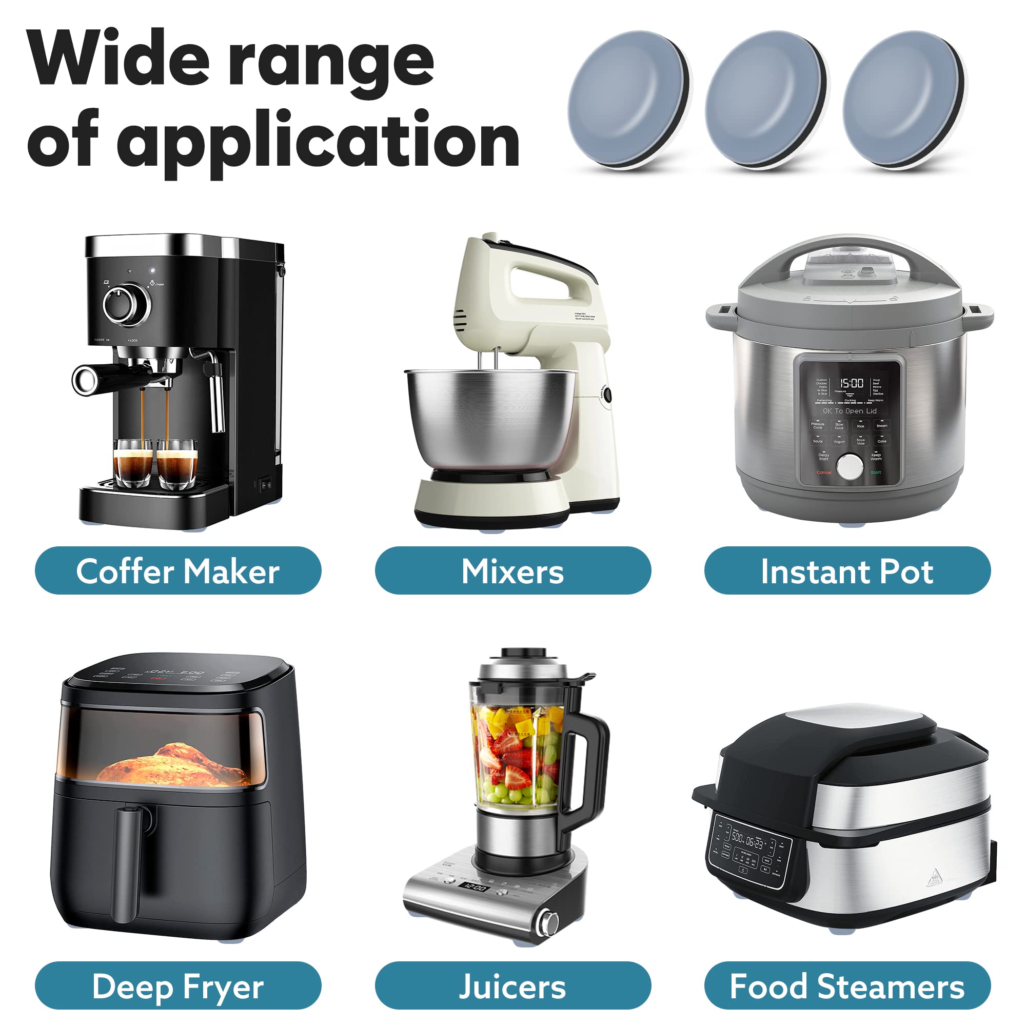 Appliance Sliders for Kitchen Appliances 24 PCS Self-adhesive Small Kitchen Appliance Slider Kitchen Hacks Easy to MovIing & Space Saving Kitchen Must Have Gadgets Appliance Accessories for countertop