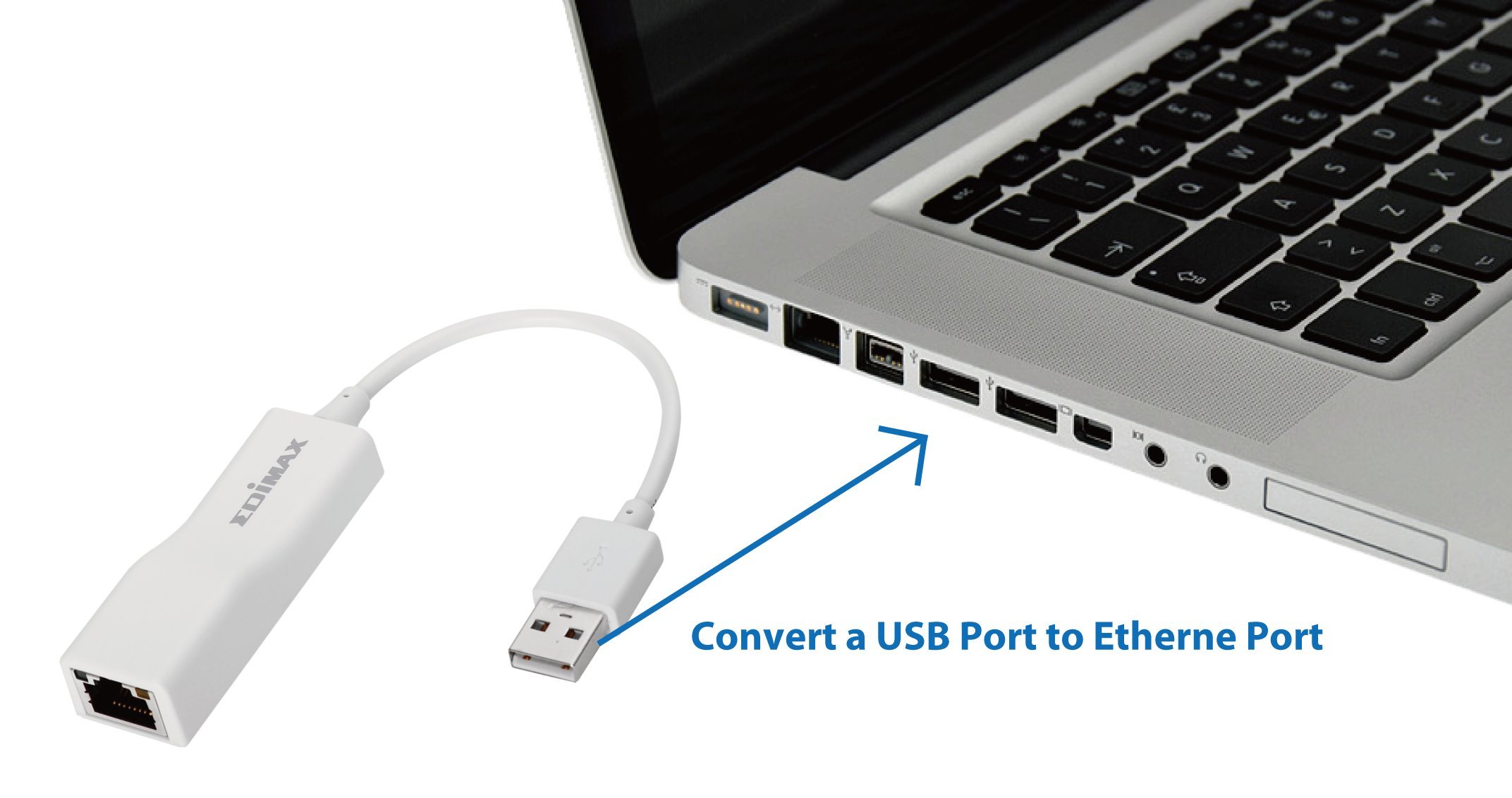 Edimax USB 2.0 Fast Ethernet LAN Adapter, USB to RJ45 100Mbps Network LAN Converter, Plug and Play, Windows, MacBook Pro/Air and More, EU-4208, White