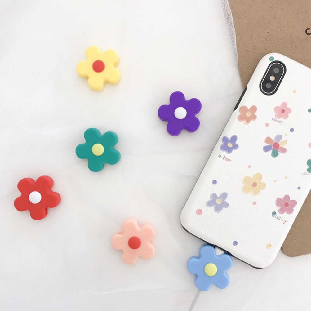 Hemobllo 2pcs Silicone Charging Cord Saver Mini Flower Charging Cable Protector Phone Cable Protective Cover (Blue and Green)
