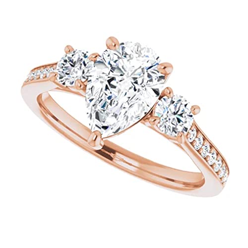 925 Silver, 10K/14K/18K Solid Gold Moissanite Engagement Ring, 1.0 CT Pear Cut Handmade Solitaire Ring, Diamond Wedding Ring for Women/Her Anniversary Ring, Birthday Rings, VVS1 Colorless Gift
