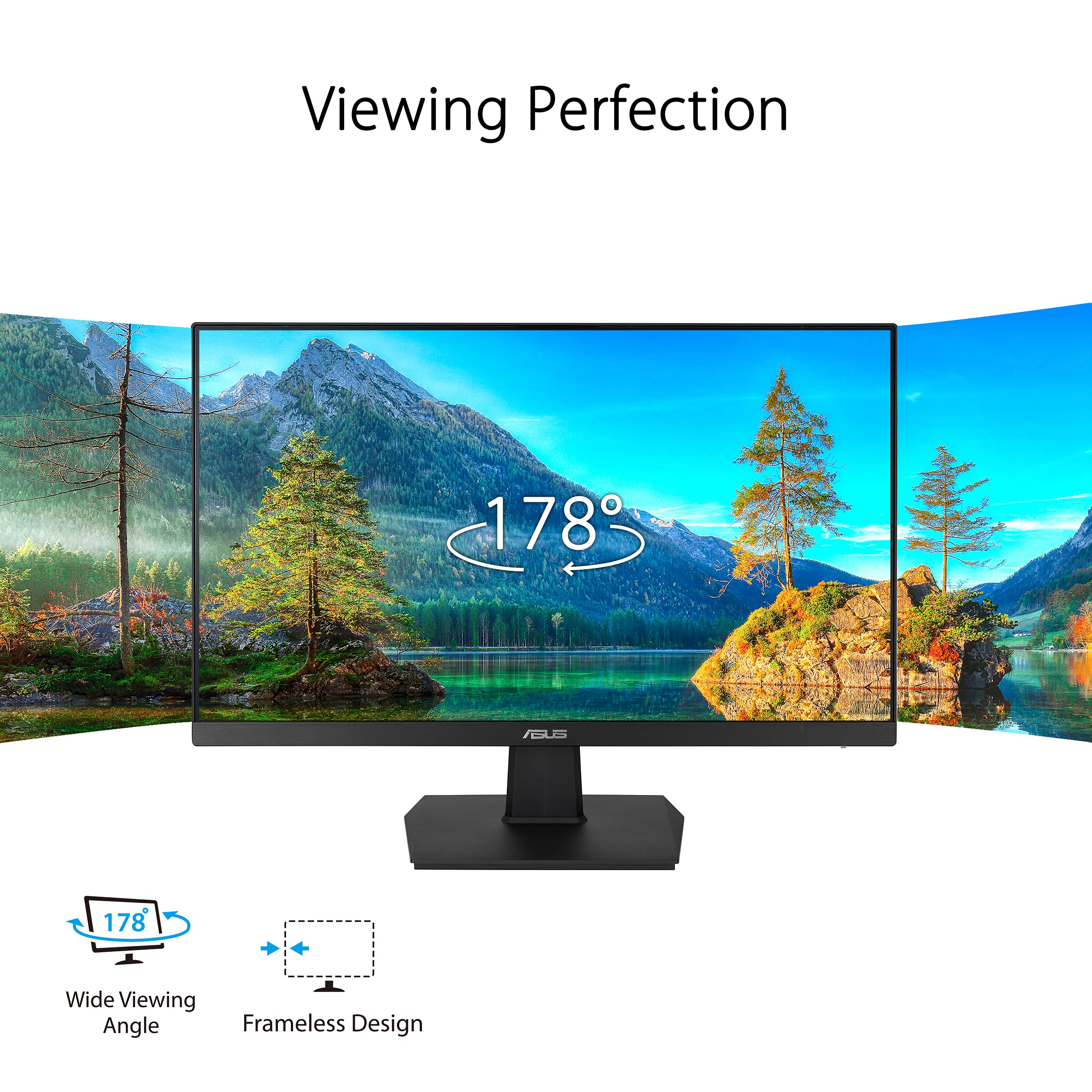 ASUS BE24EQK 23.8” Business Monitor with Webcam, 1080P Full HD IPS, Eye Care, DisplayPort HDMI, Frameless, Built-in Adjustable 2MP Webcam, Mic Array, Stereo Speaker & 23.8” 1080P Monitor (VA247HE)