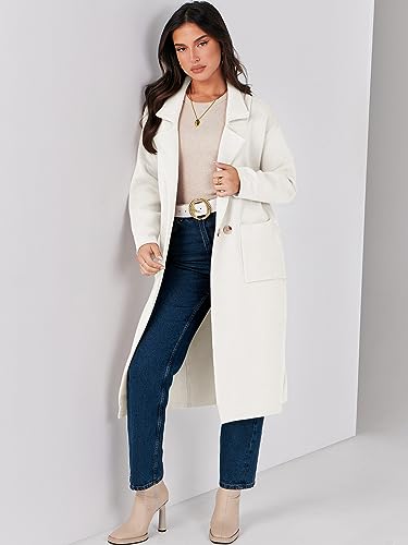 ANRABESS Women Fall Coat Long Sleeve Jacket Coatigan Open Front Button Pockets Long Cardigan Oversized Slouchy Sweater Coat 2023 Trendy Clothes B1132mibai-L