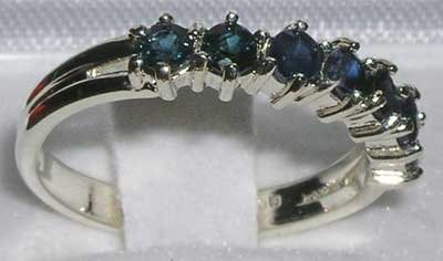 925 Sterling Silver Natural Sapphire Womens Eternity Ring - Size 5