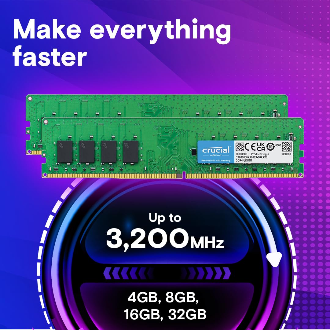 Crucial RAM 16GB Kit (2x8GB) DDR4 2400 MHz CL17 Desktop Memory CT2K8G4DFS824A, Green/Black