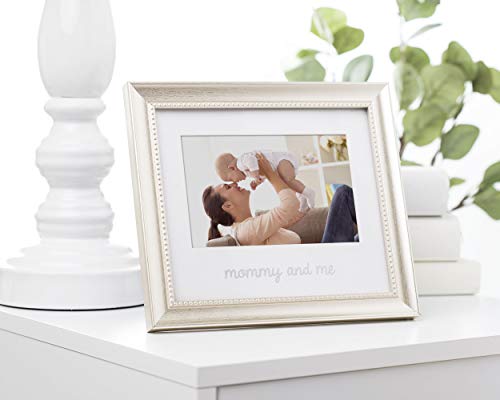 Lil Peach Mommy and Me Photo Frame, Newborn Baby Keepsake, Mother's Day Gifts, Gender-Neutral Nursery Decor, 4" x 6" Photo Insert, Silver