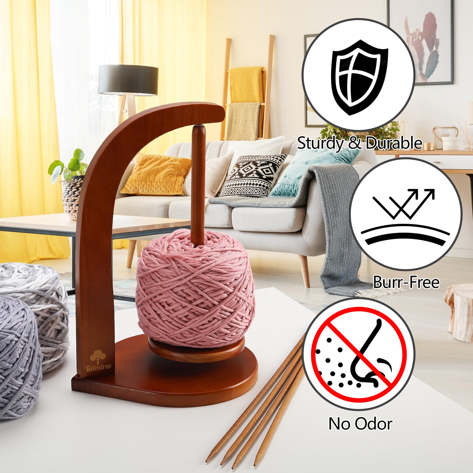 Talentree Yarn Holder for Crocheting and Knitting with Upgraded Stronger Magnet, Wooden Yarn Spinner, Magnetic Yarn Ball Holder, Yarn Spindle Dispenser, Gift for Crochet Lovers