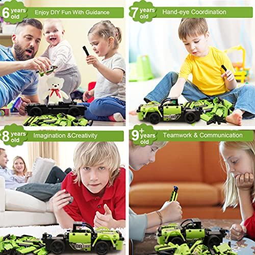 GAMZOO STEM Building Toys for Kids with 2-in-1 Remote Control Racer Snap Together Engineering Kits Early Learning Racecar Building Blocks and Off-Road Best Gift for 6 7 8 and 9+Year Old Boys and Girls