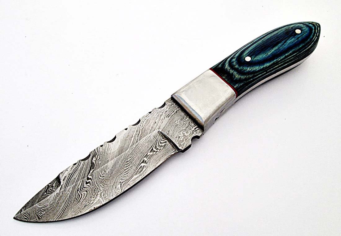 AishaTech Hammerhead Hunting Knives Damascus Steel Blade Color Wood Handle