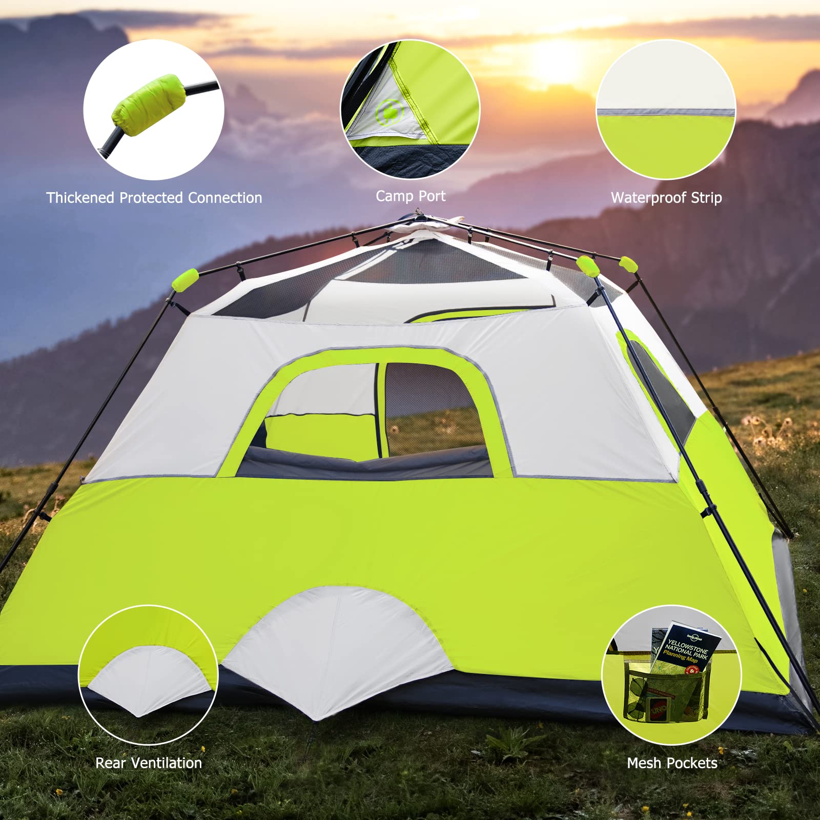 6 Person Instant Cabin Tent, Ultralight 1 Person Camping Sleeping Pad