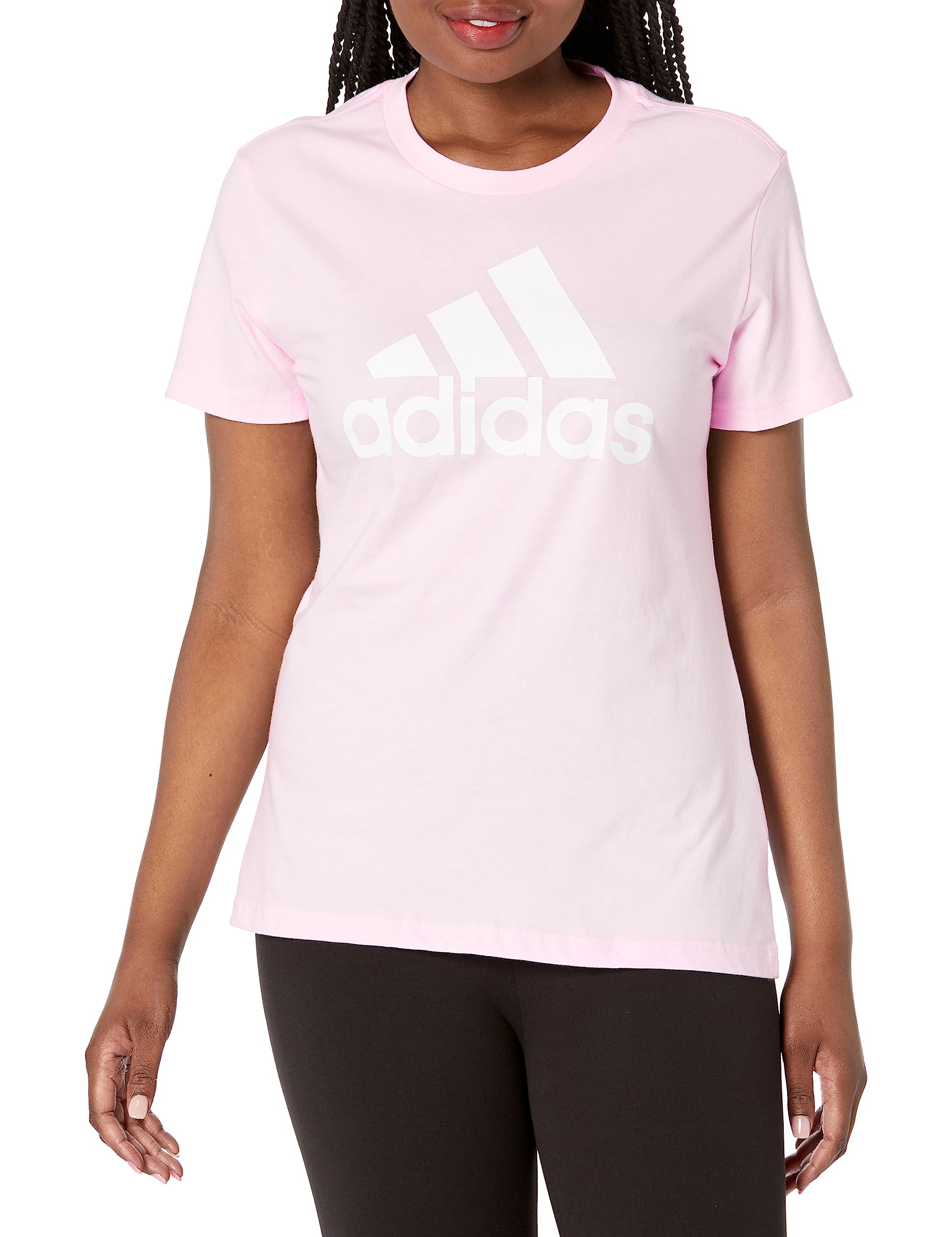 adidas Women's Loungewear Essentials Logo T-Shirt, Wonder Quartz/Pulse Magenta, Large