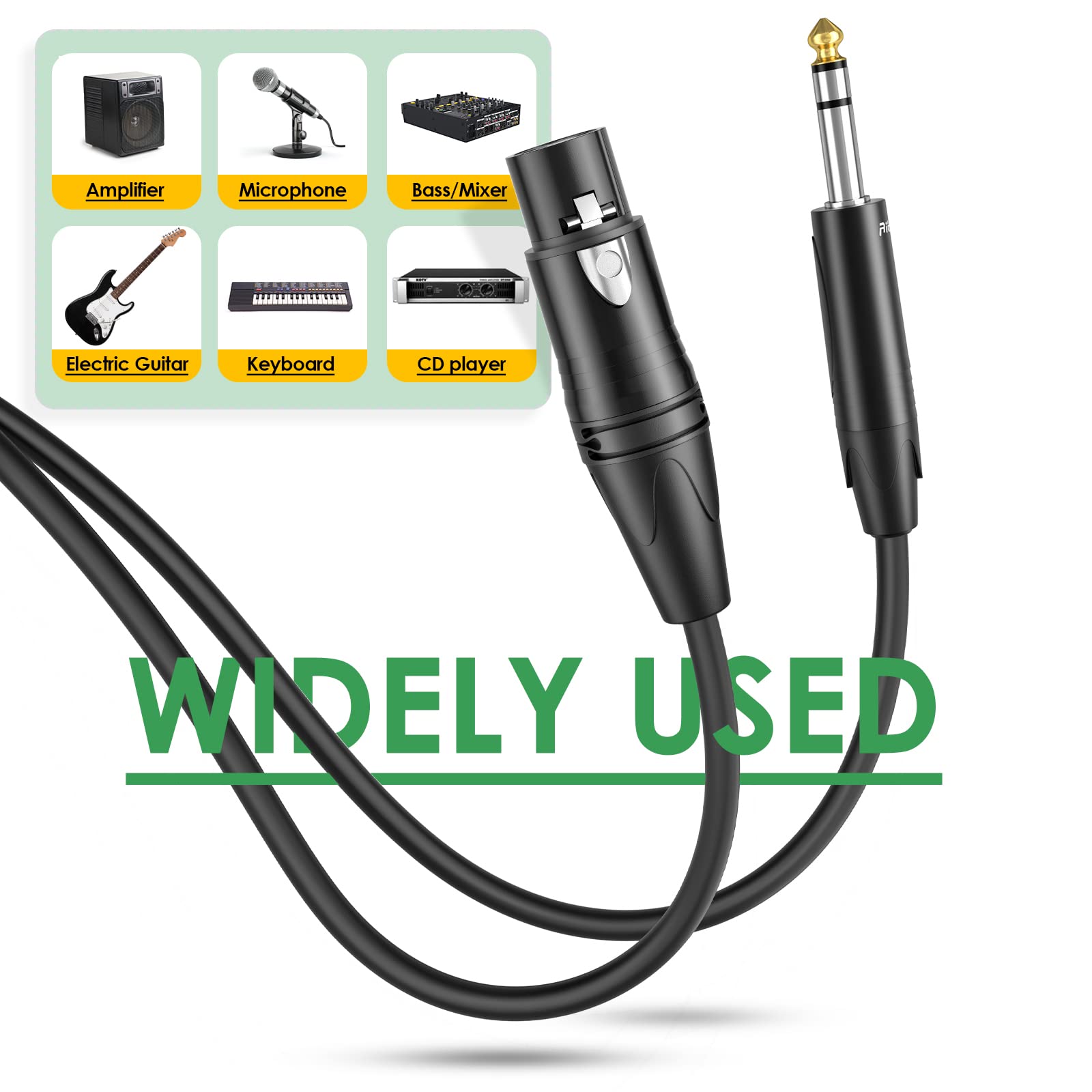 Ait-u XLR Female to 1/4 Cable 3FT XLR to TRS Jack 6.35mm Male TRS to Female XLR Patch Cable - 3Feet Mic Cable
