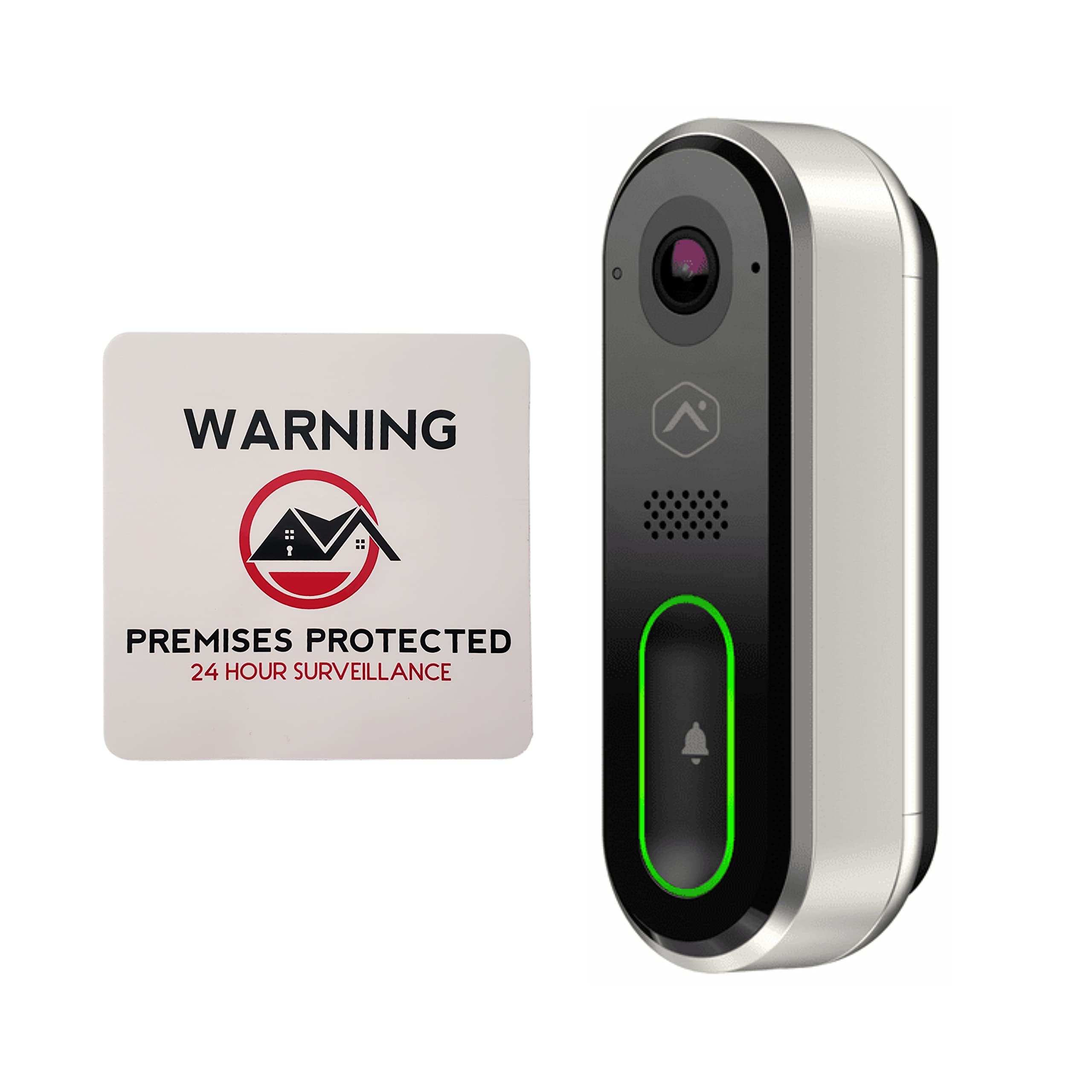 Alarm.com High Definition Wi-Fi Video Doorbell Camera Skybell VDB-770-S (Silver) Bundled with 4 inch Security Warning Sticker. Not Compatible with The Skybell app. Monthly Paid Subscription Required