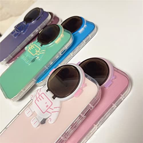 Beskinmer Compatible with iPhone 11 Case,Cute Clear Astronaut Case for Women with Astronaut Folding Camera Cover Kickstand Case Slim Soft TPU Shockproof Bumper - Clear