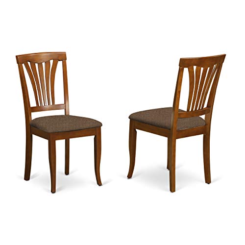 East West Furniture Avon 5 Piece Set for 4 Includes an Oval Table with Butterfly Leaf and 4 Linen Fabric Kitchen Dining Chairs, 42x60 Inch, Saddle Brown