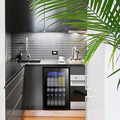Antarctic Star Beverage Refigerator -85 Can Mini Fridge for Soda Beer or wine,Small Drink Dispenser, For Office or Bar with Adjustable Removable Shelves,2.3 Cu. Ft. Black