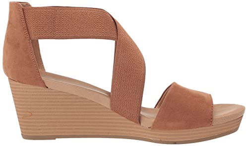 Dr. Scholl's Shoes Women's Barton Band Wedge Sandal, Brown Microfiber, 8.5