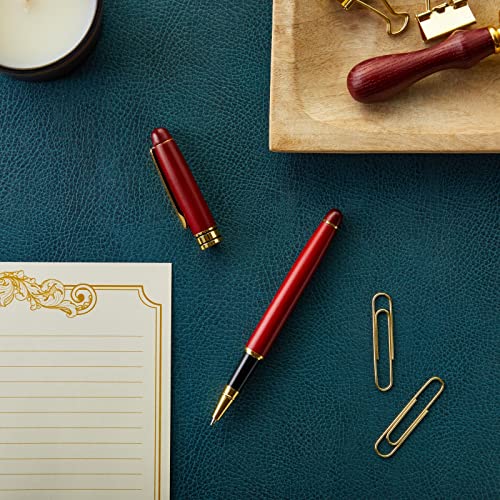Juvale 2 Pack Luxury Rosewood Pen Set for Men, Fancy Ballpoint Pens with Black Ink Refills, Gift Boxed for Executives, Business, and Office Use