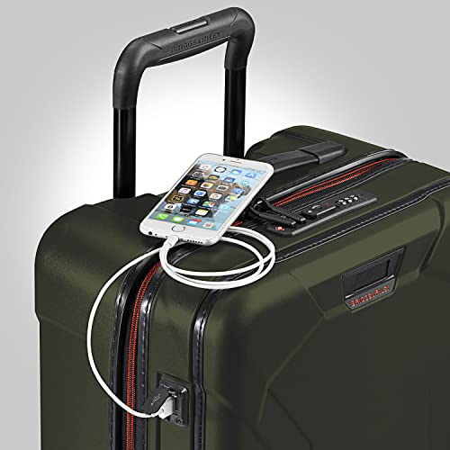 Briggs & Riley Torq Hardside Carry On Luggage with Spinner Wheels 22 inch. USB Charging Port, TSA-Friendly Locks, Easy Access Hinged Front Pocket, Green