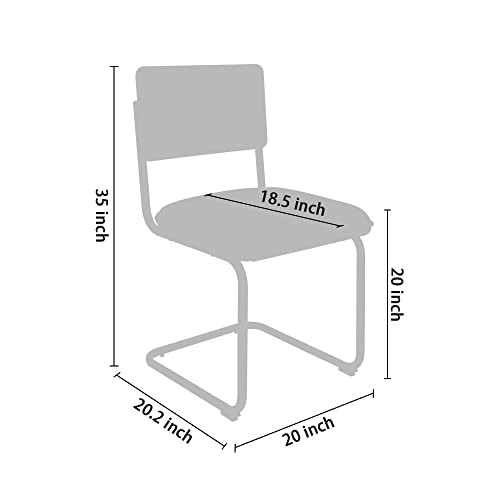 CangLong Mid-Century Modern, Natural Mesh Rattan Backrest, Upholstered Fleece Seat Armless Chairs with Metal Legs for Home Kitchen Dining Room, Set of 2, Black