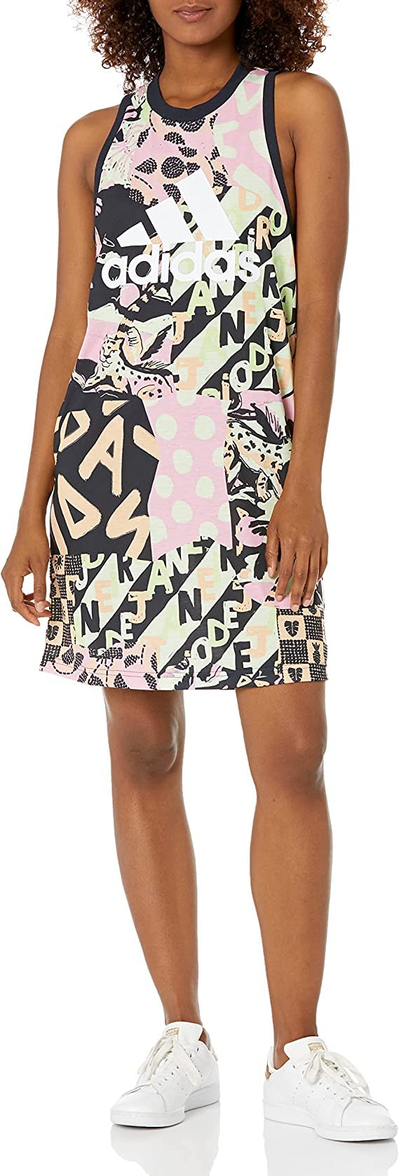 adidas Women's Farm Rio All Over Print Tank Dress, Legend Ink/White XX-Large