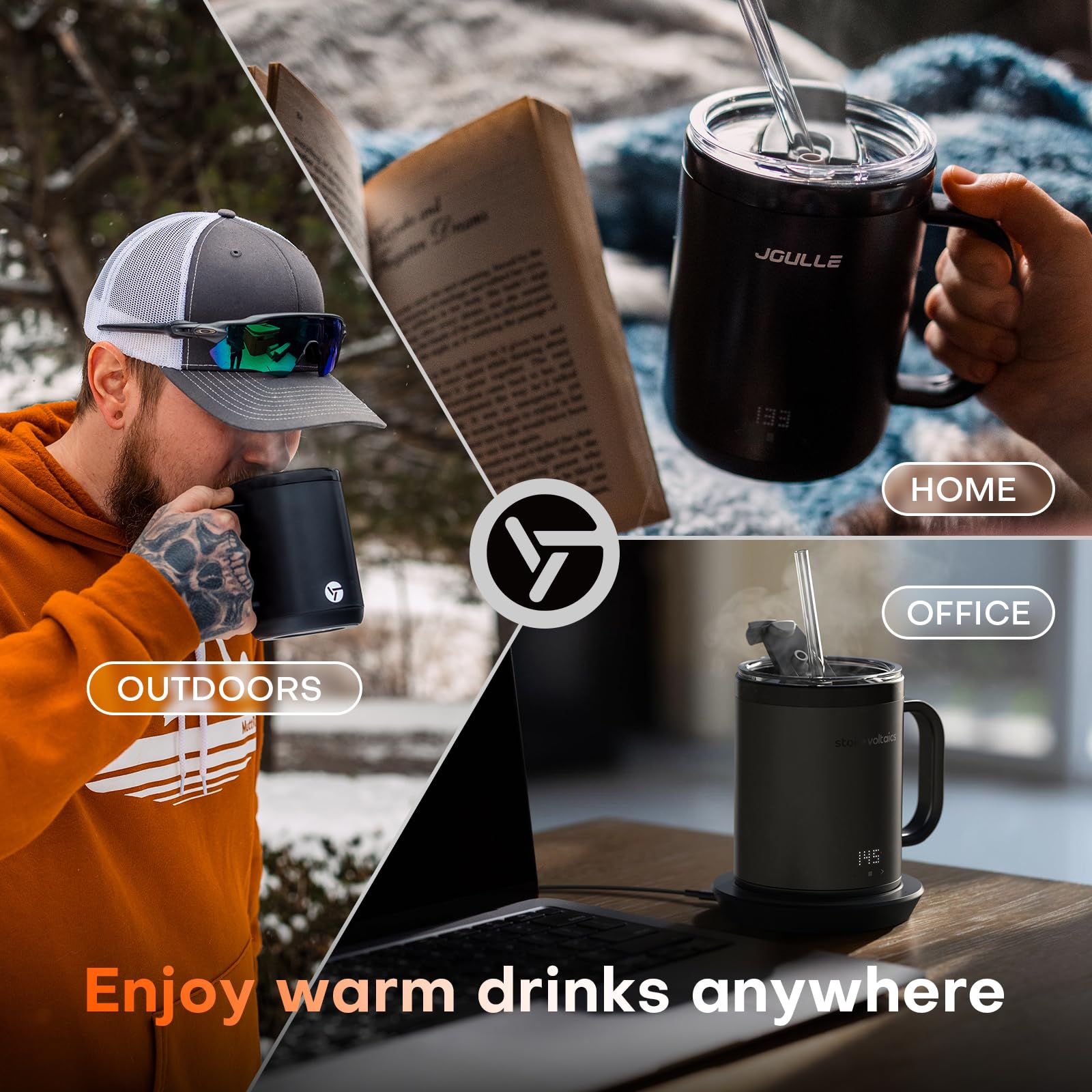 Coffee Mug Warmer Set for Desk, Electric Coffee Cup Warmer with Temperature Control & Self-Heating for Coffee, Beverage, Milk, Tea, LED Temp and Battery Level Display, 14oz (Cup Included)