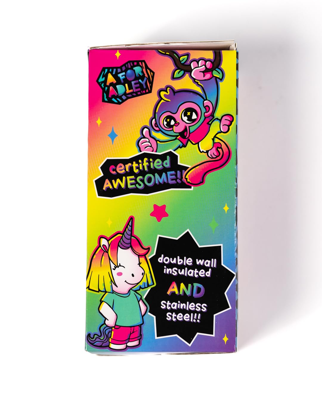A FOR ADLEY Merch Official Product Adley's Super Cold and Colorful Neon Rainbow Water Bottles For Fun, School, Travel or Anytime You Would Want a Cold Drink (Neon Pink)