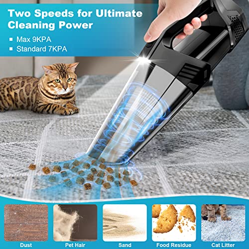 Blestan Handheld Vacuum Cordless Car Vacuum with LED Light, 9000PA Hand Vacuum Portable Mini Vacuum, Hand Held Vacuum Cleaner for Home Car Office, Black