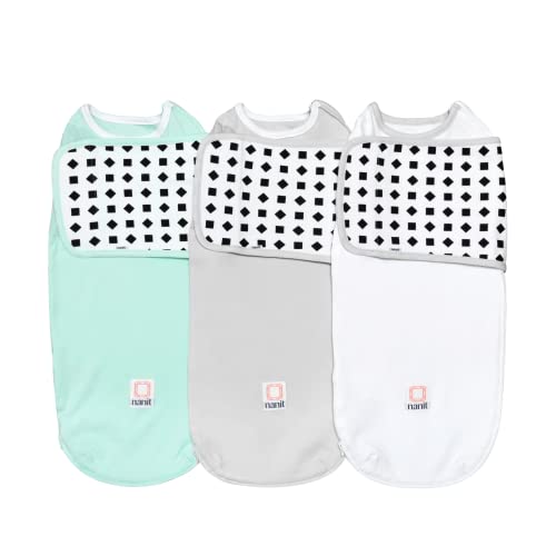 Nanit Breathing Wear Swaddle 3-Pack â€“ Works Pro Baby Monitor to Track Breathing Motion, Like Your Hand On Their Heart from Anywhere, 100% Cotton, Size Small, 0-3 Months, Multi-Color