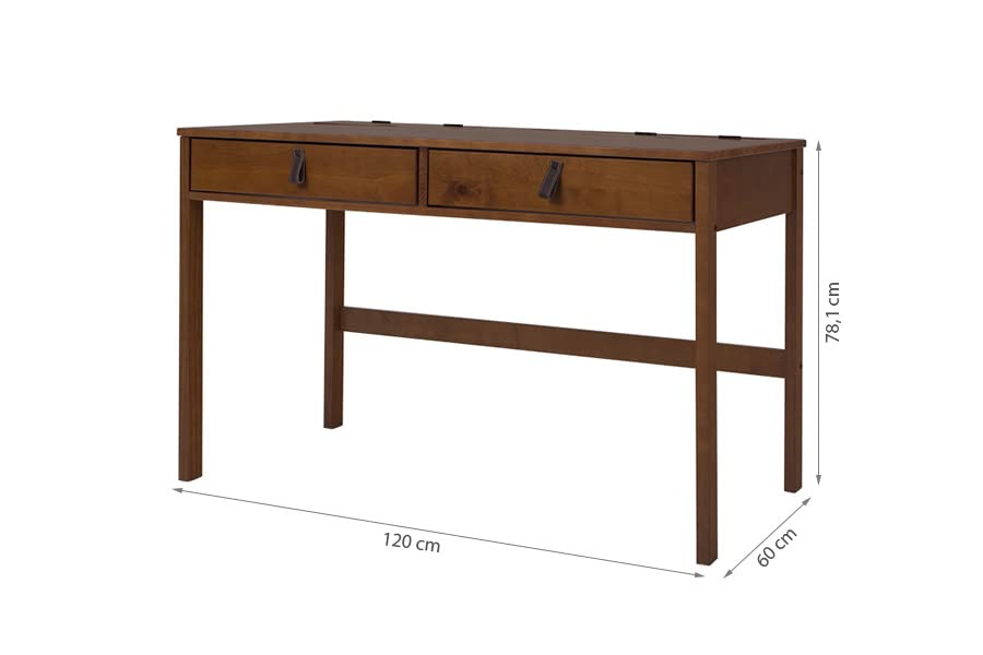 memomad Bali Home Office Solid Wood Desk with Drawers (Caramel)
