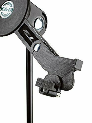 K&M - Konig & Meyer 19790.516.55 - Universal Tablet iPad Holder for Mic Stand - Switch Landscape to Portrait - Professional Grade for all Musicians - Studio or Remote Home Use - German Made - Black
