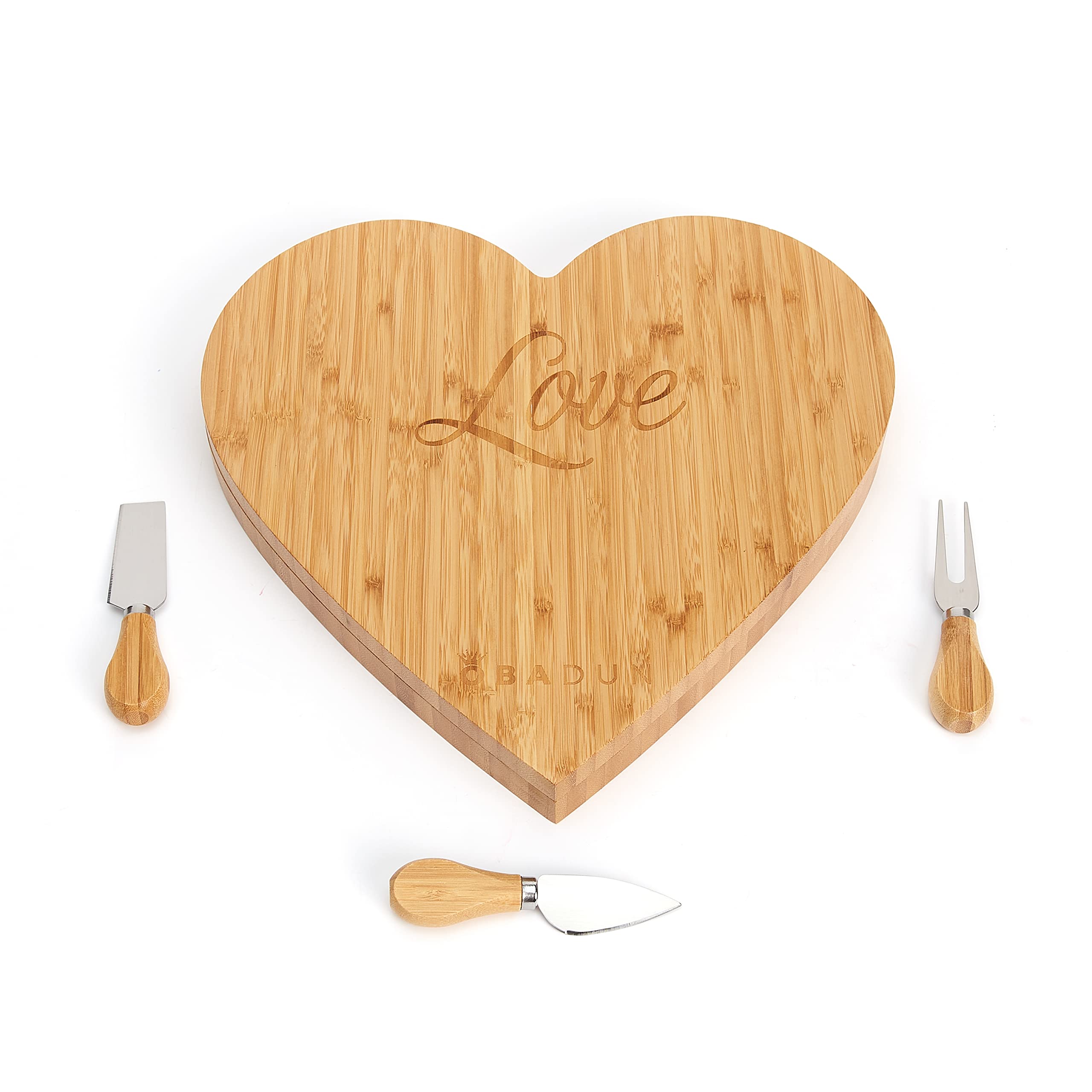 Bamboo Heart Charcuterie Board Set with knife set β Cheese Tray for Serving Cheese, Crackers, and Appetizers at Parties β Best gift for weddings birthdays valentines, anniversaries, and much more